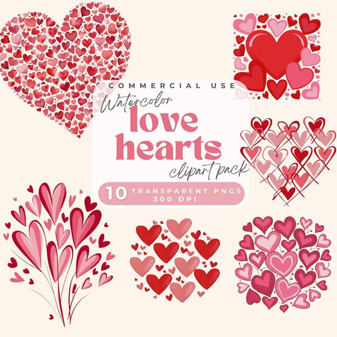 Love Hearts Clipart, Heart Clip Art, Valentine's Day Clipart, Sweet ...