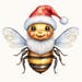 Christmas Bee Clipart, Watercolor Christmas Santa Bee Clipart ...