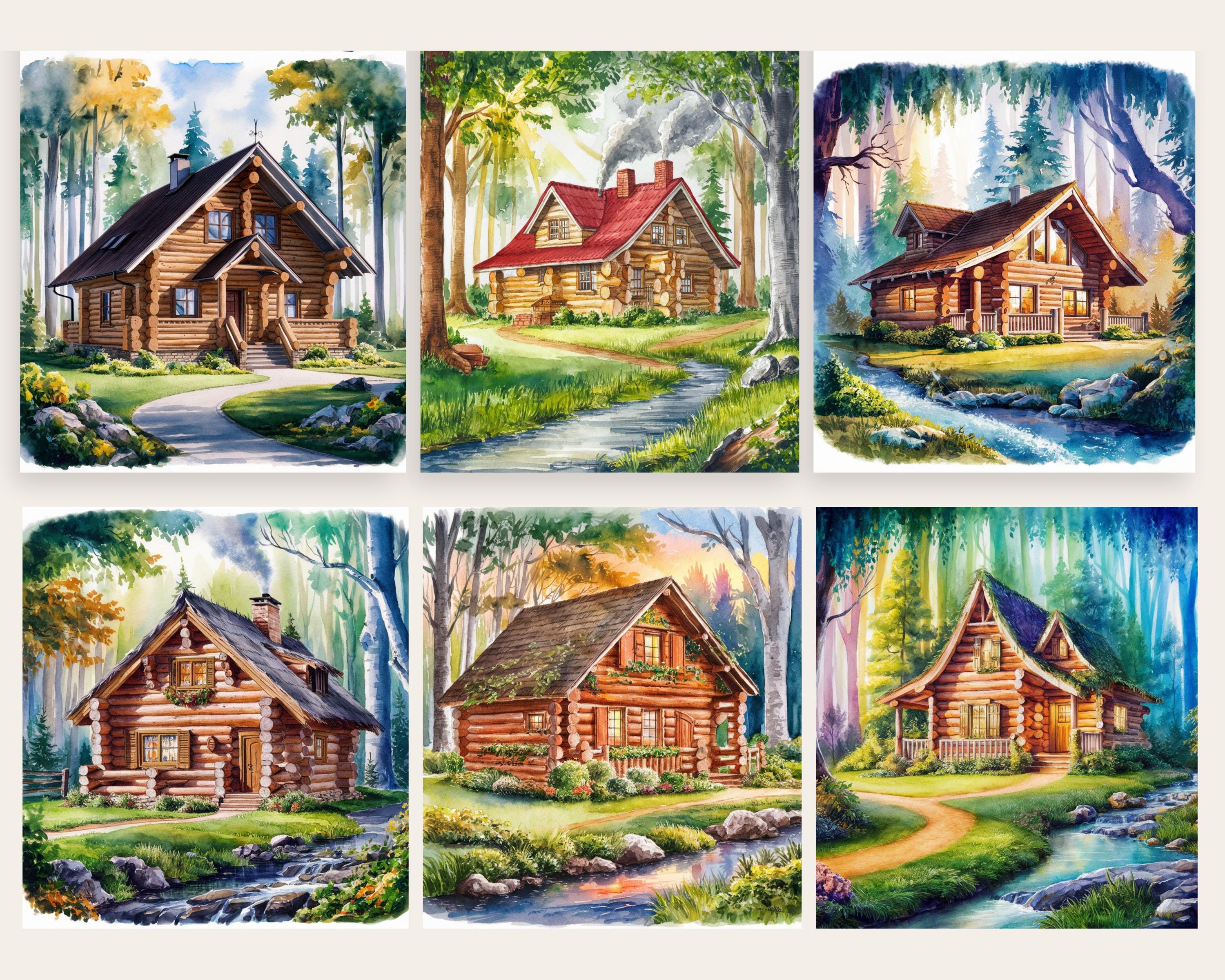 Log Cabin Digital Paper - Etsy