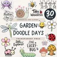 Happy Doodles Clipart - Digital Doodles Clipart - Instant Download ...
