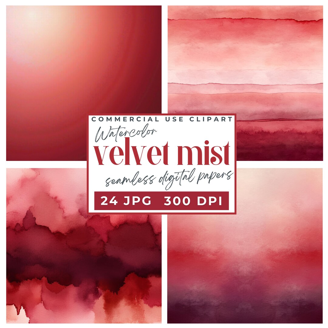 Digital Paper Red Gradient Seamless, Soft Watercolor Backgrounds, Blush ...