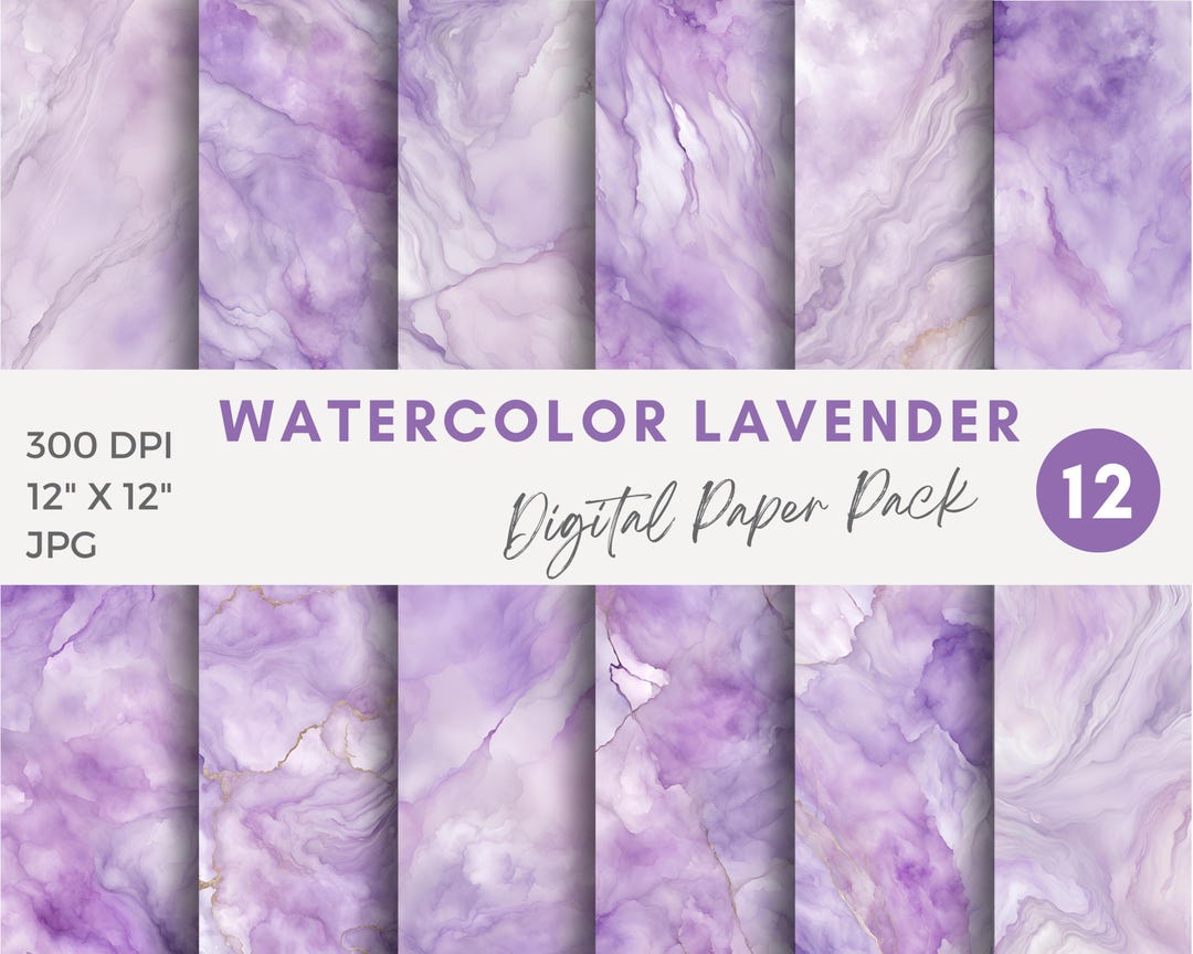 Watercolor Lavender Digital Paper Purple Background Printable Lilac ...