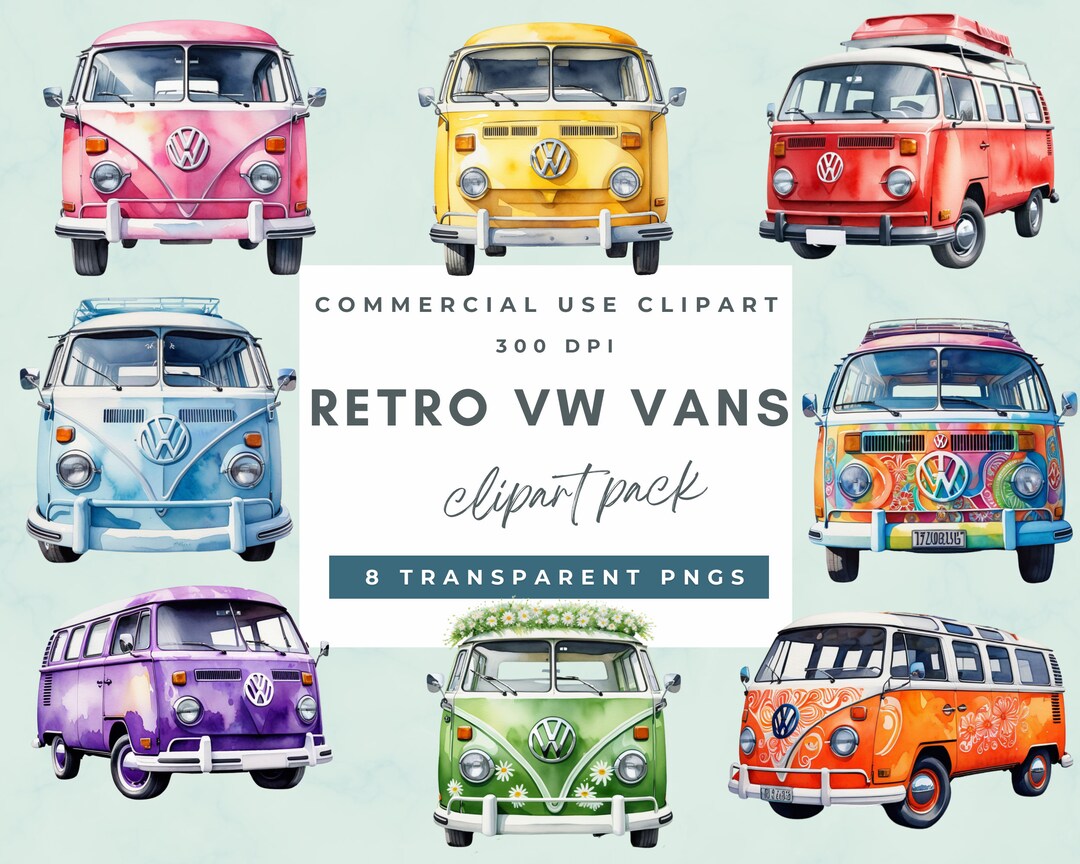 VW Van Clipart, VW Bus Clipart, Groovy Van Clipart, Groovy Van Png ...