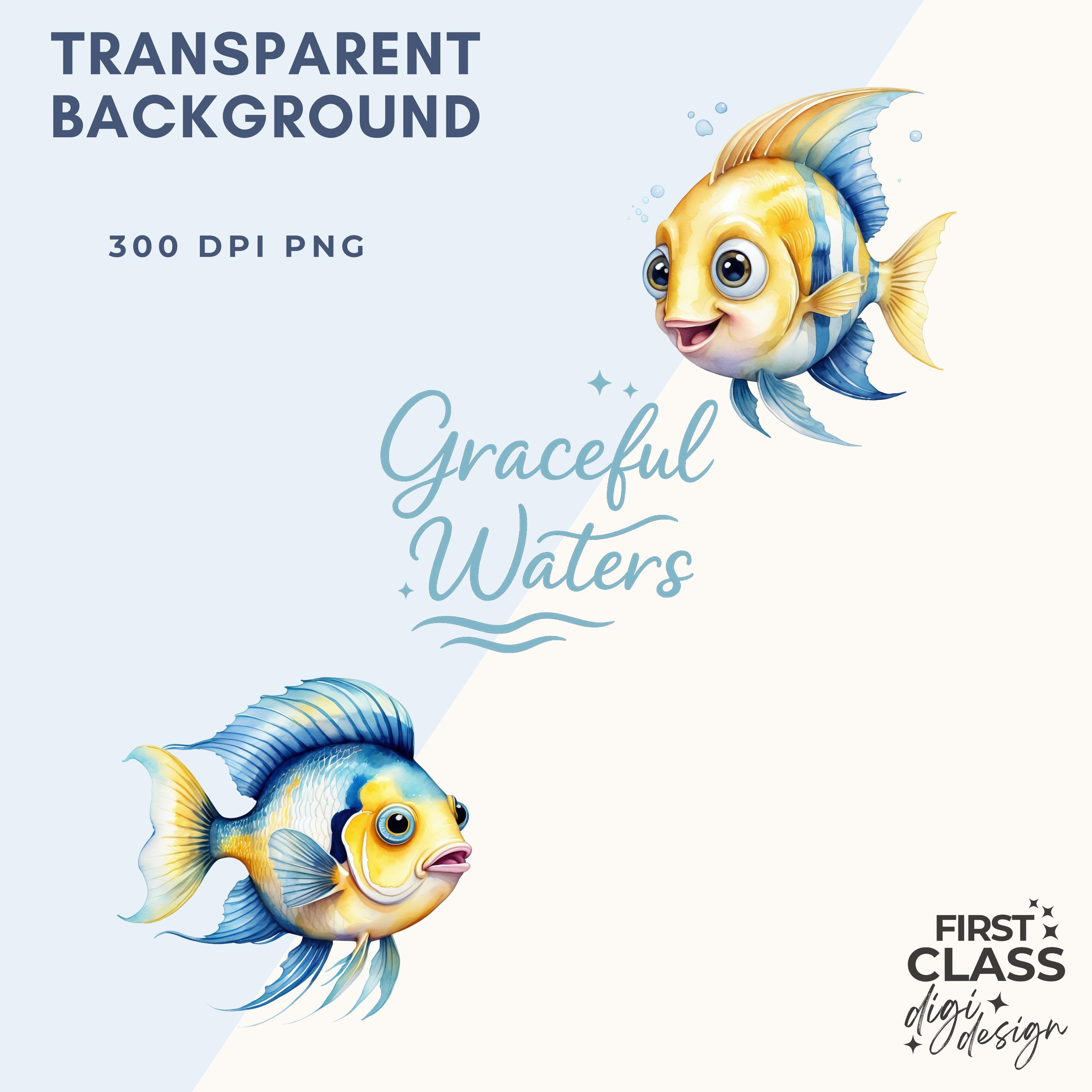 Angel Fish Clipart, Cute Aquarium Fish Clip Art, Watercolor Fish ...