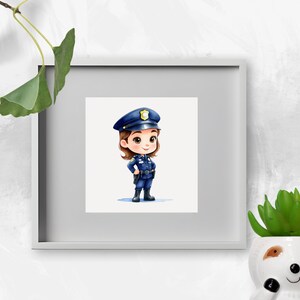 Watercolor Cute Police Clipart for Kids, Digital PNG Files, Clipart ...