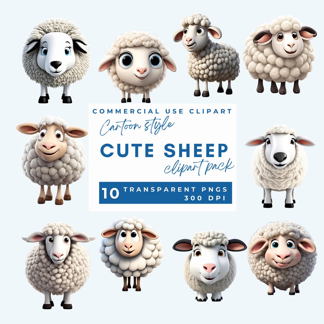 Quirky Sheep Clipart, Cartoon Sheep Clipart, Cute Sheep Clipart ...