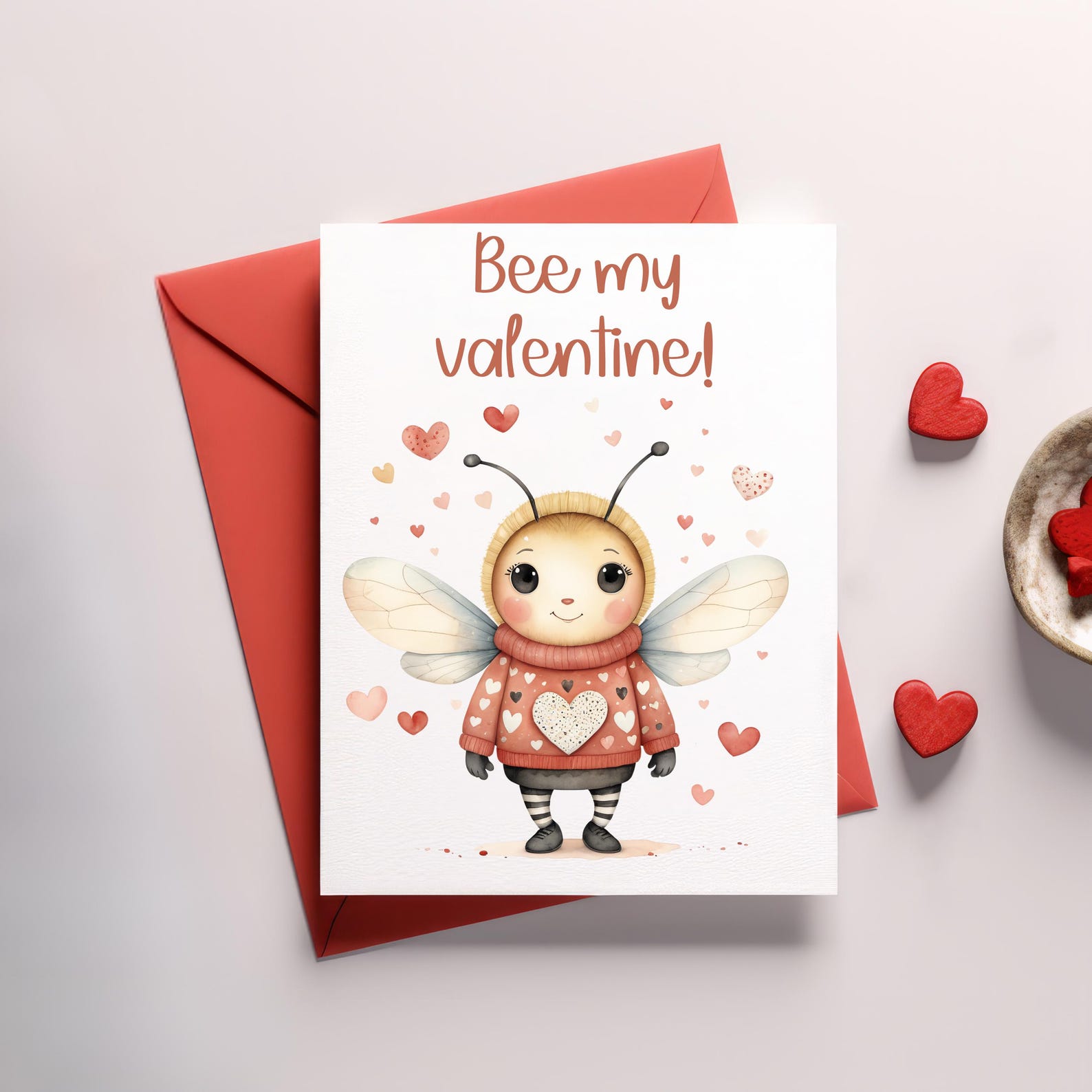 Cute Valentine Bee Clipart, Bee My Valentine Clip Art, Watercolor Happy ...
