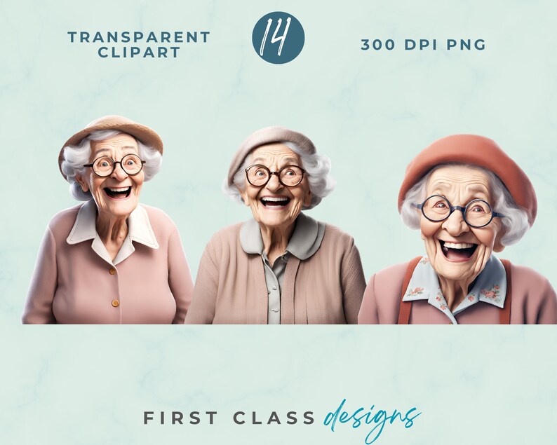 Old Lady Clipart, Funny Old Ladies Clipart, Grandma Gift, Cartoon ...