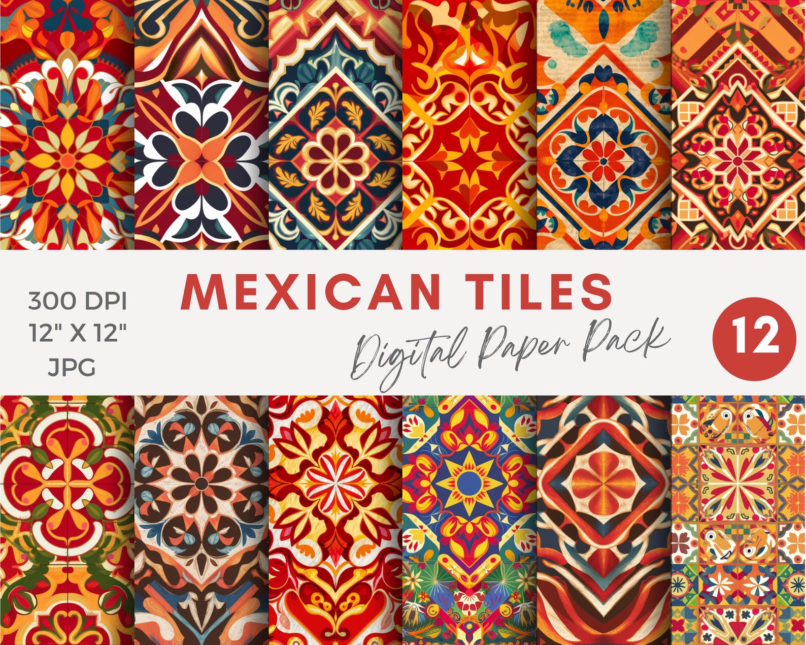 Mexican Tile Digital Paper, Mexican Tile Seamless Patterns, Digital ...