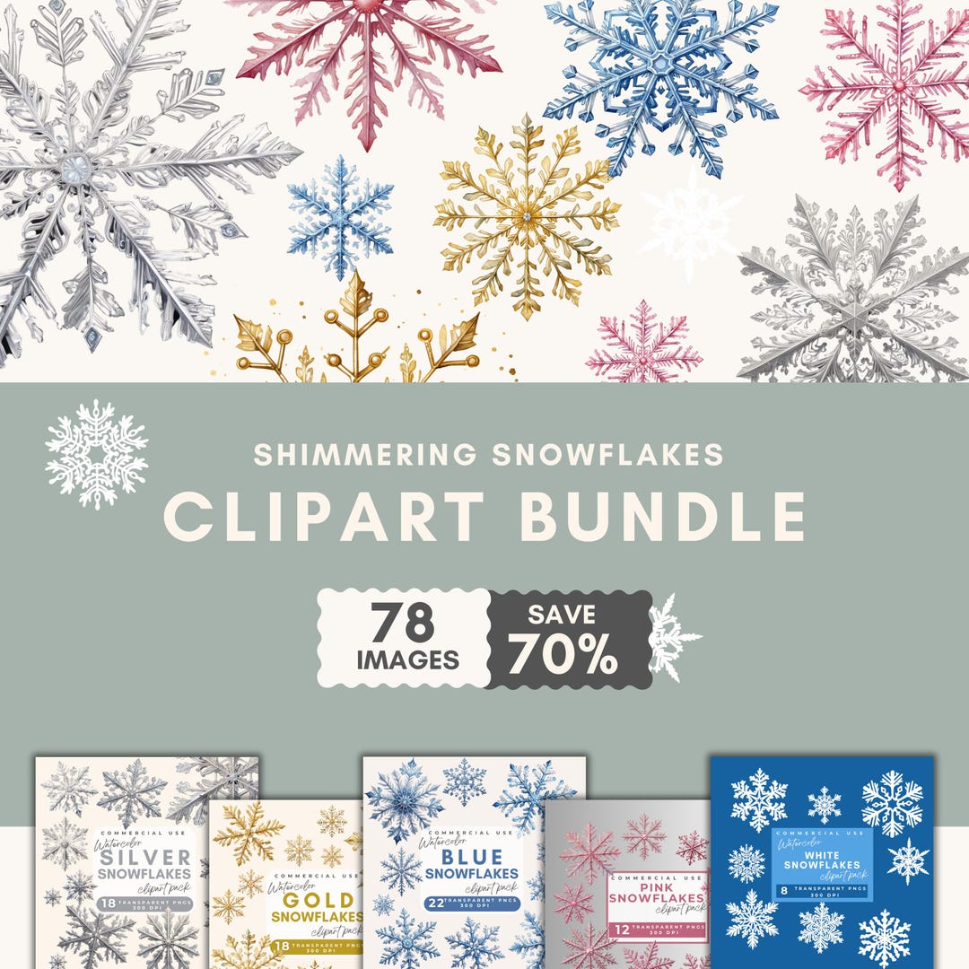 Snowflake Clipart Bundle Watercolor Snow Flakes Clip Art Snowflakes ...