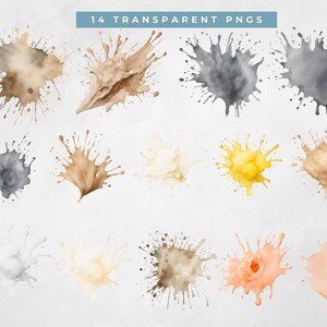 Neutral Watercolor Splatter Clipart, Abstract Background, Splashes ...