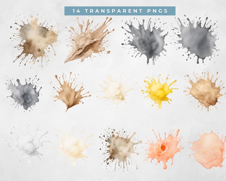 Neutral Watercolor Splatter Clipart, Abstract Background, Splashes ...