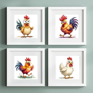 Cute Quirky Chicken Clipart, Funny Chicken Clip Art, Whimsical Crazy ...