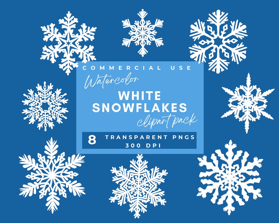 Watercolor Winter Snowflake Clipart, White Snowflake Clip Art PNG ...