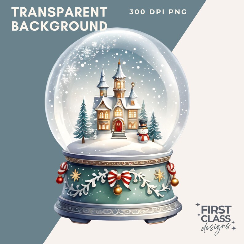Christmas Snowglobe Clipart, Christmas Snow Globe Clipart, Watercolour ...