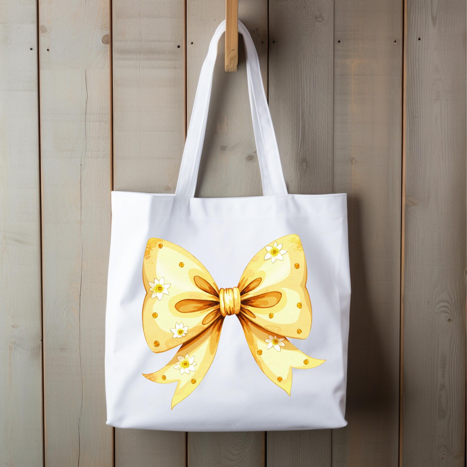Daffodil Yellow Coquette Bow Clipart Springtime Floral Ribbon Spring ...