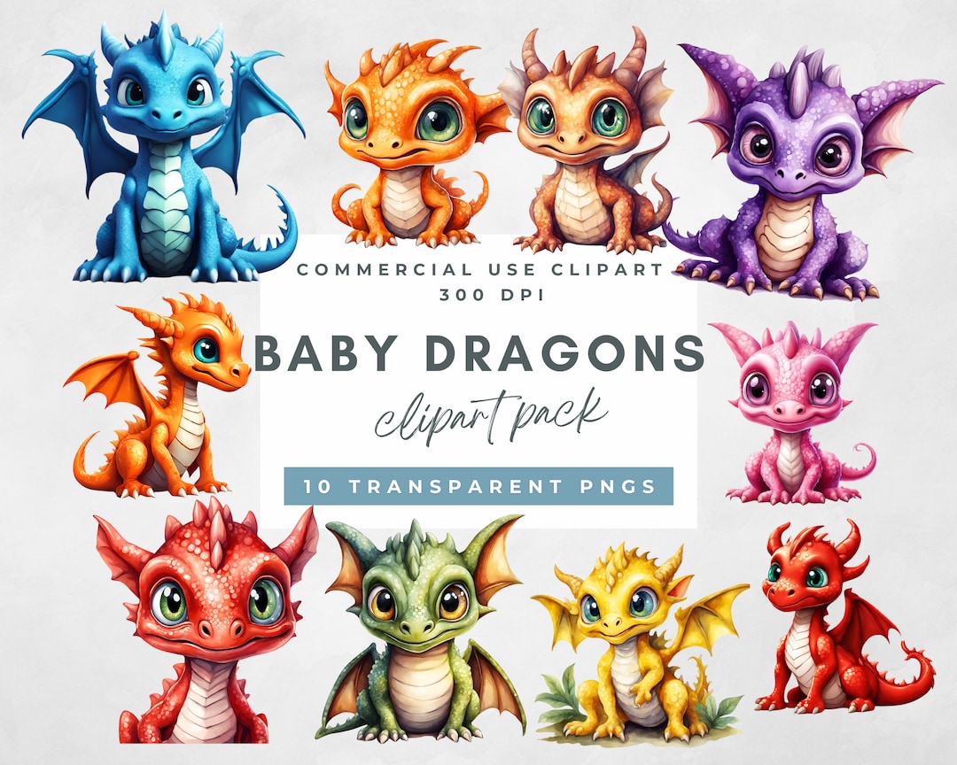 Baby Dragon Clipart, Fairy Tale Illustrations, Fantasy Clip Art, Paper ...