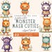 Watercolor Cute Monster Clipart Cute Halloween Monster Clipart Creepy ...
