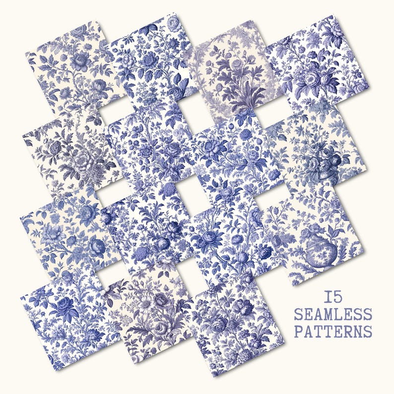 Lilac Purple Toile De Jouy Digital Paper Pack, Floral Toile Seamless ...