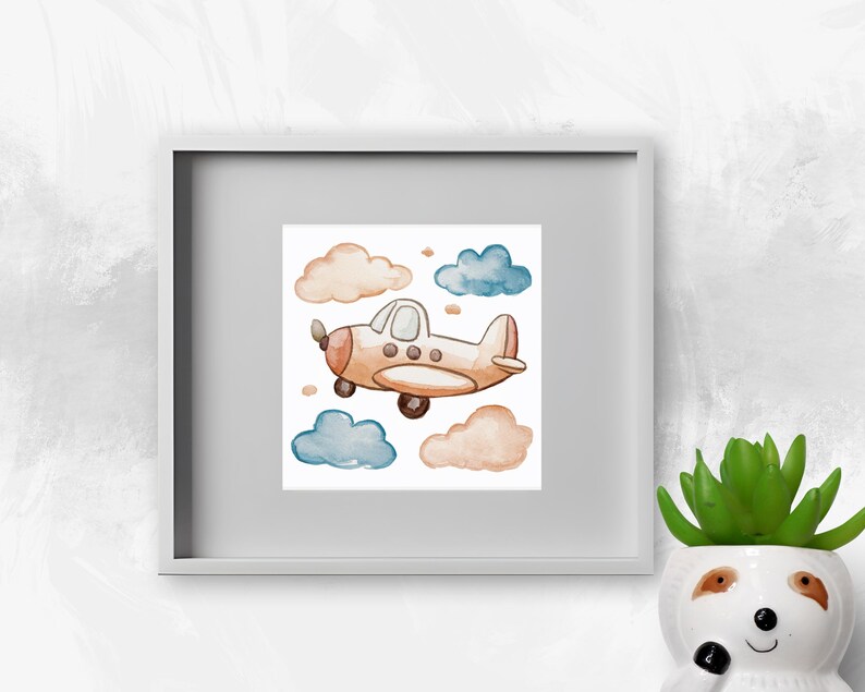 Watercolor Airplane Clipart Airplanes Clip Art Printable Travel Wall ...