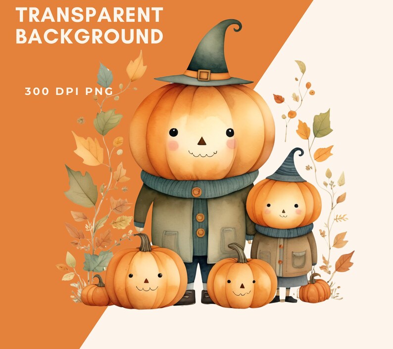 Cute Pumpkin Clipart PNG, 32 Whimsical Pumpkin Characters & Elements ...