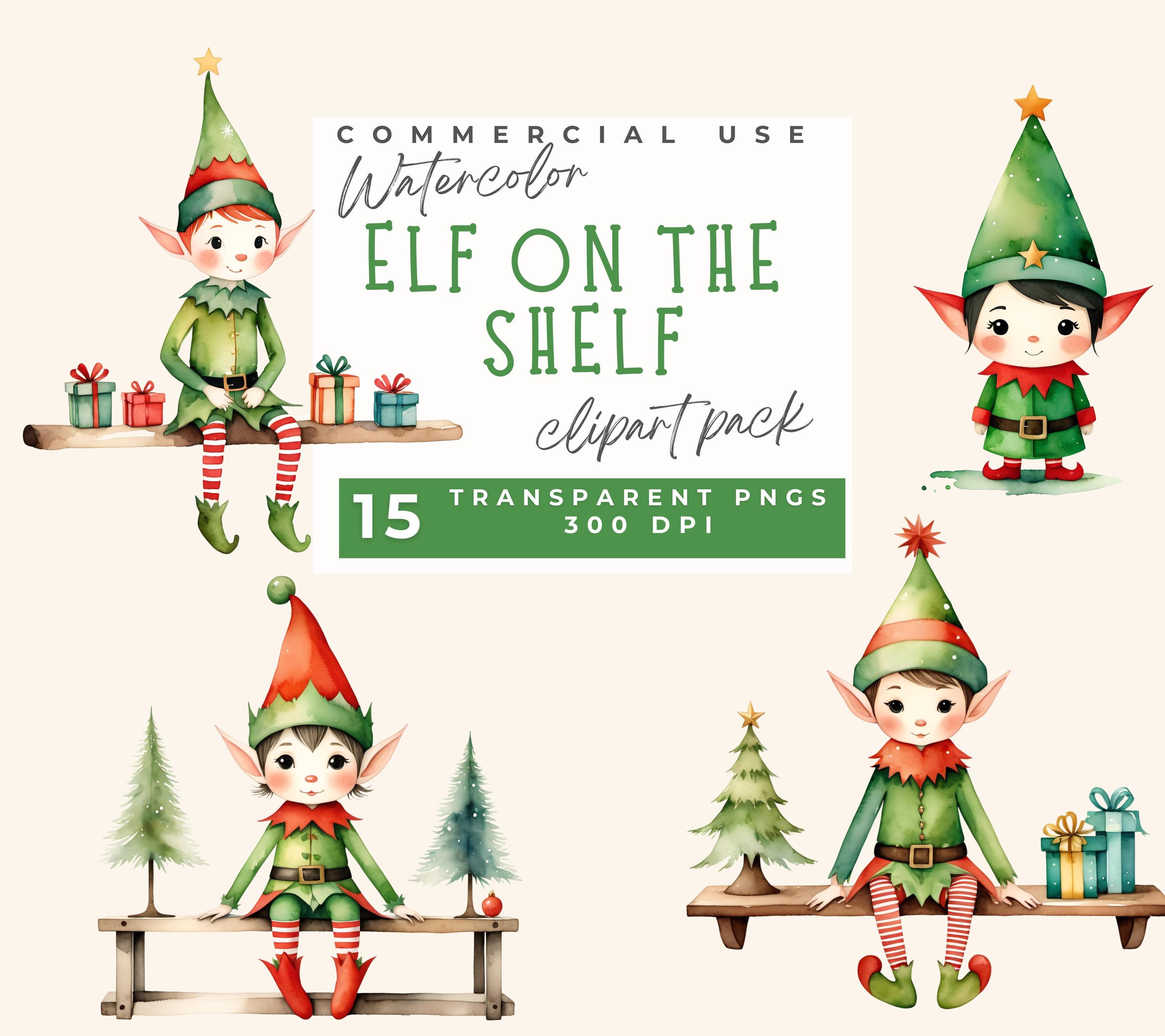 Elf on the Shelf Clipart, Christmas Elf PNG Clipart, Watercolor ...