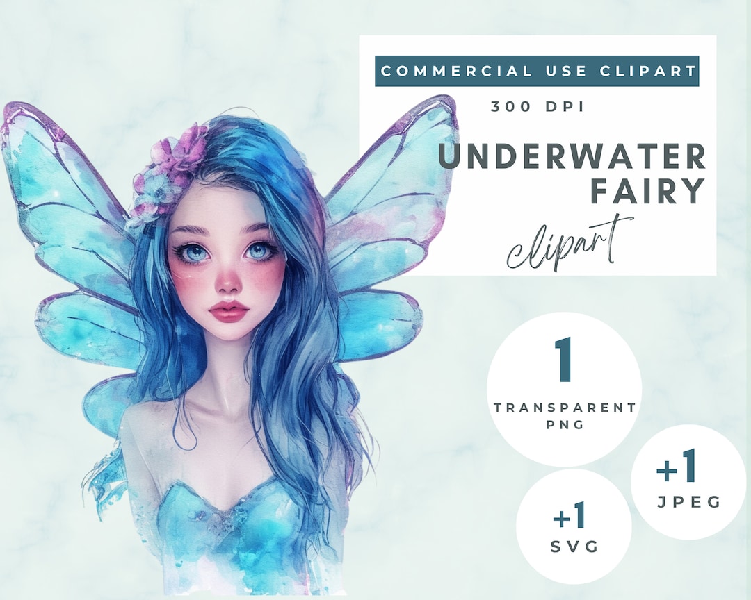 Watercolour Underwater Fairy Clipart Ocean Aqua Fairy Clip Art Fairies ...