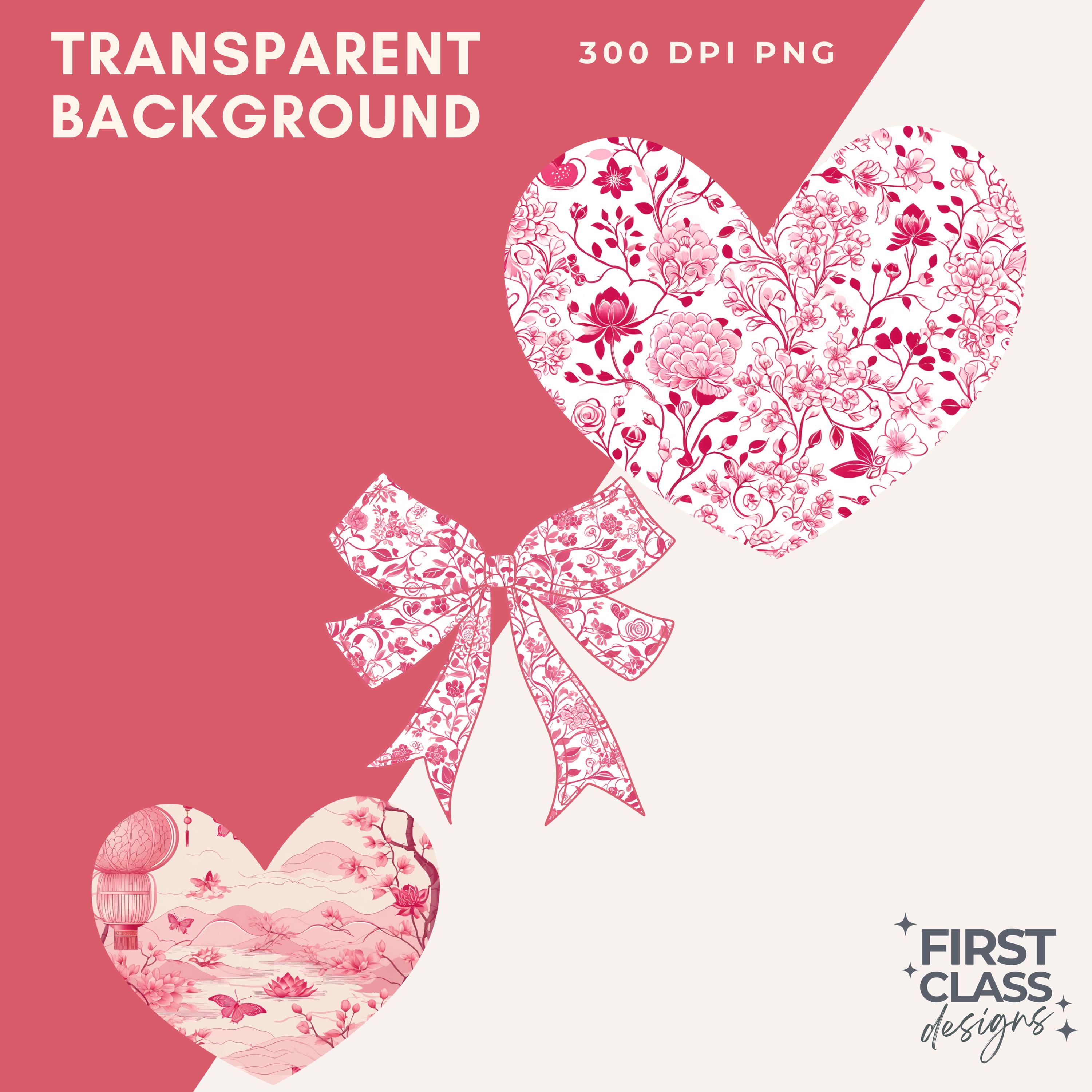 Chinoiserie Valentines Clipart, Pink Watercolor Vintage Floral ...