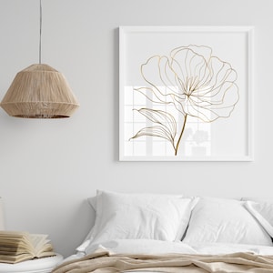 Delicate Gold Florals, Fine Line Flower Clipart, Minimalist Botanical ...