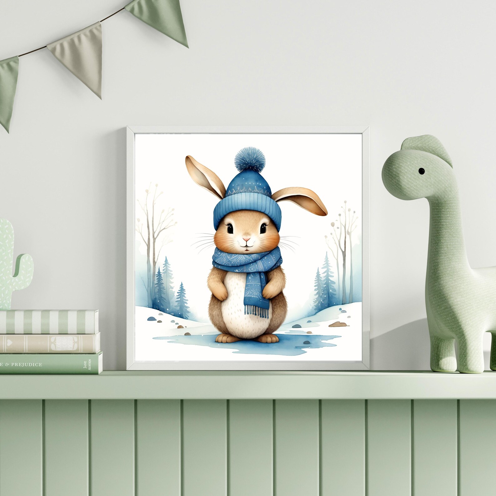 Watercolor Winter Rabbit Clipart, 8 High Quality JPG, Cute Snowy Bunny ...