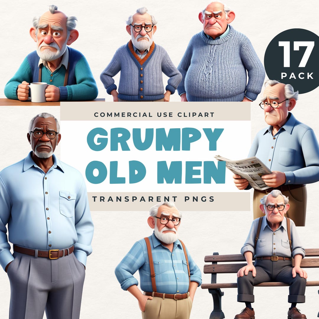 Grumpy Old Men Clipart, Funny Old Man Clipart, Elderly Grandpa Clip Art ...