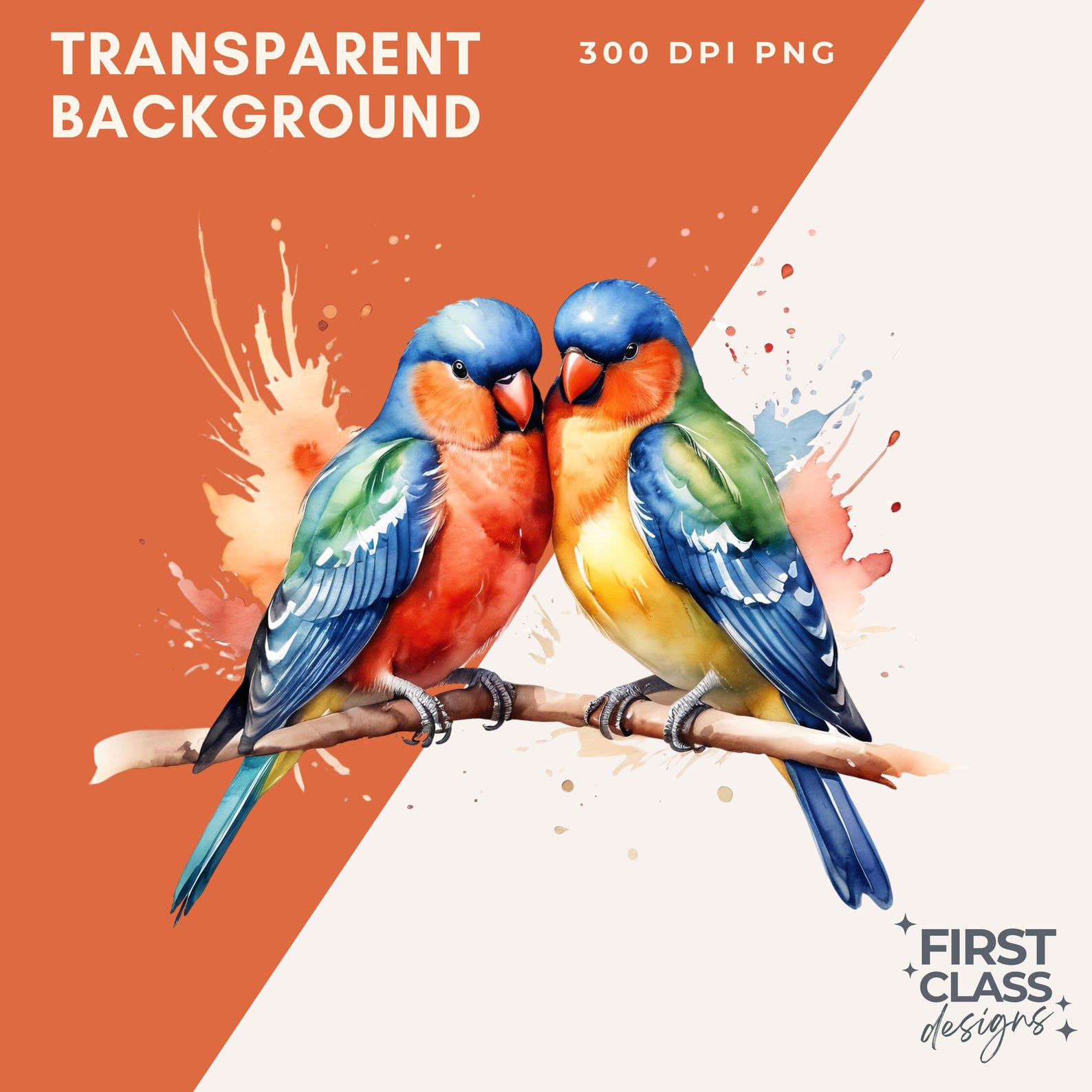 Valentine Love Birds Clipart, Watercolor Love Birds Clipart PNG ...