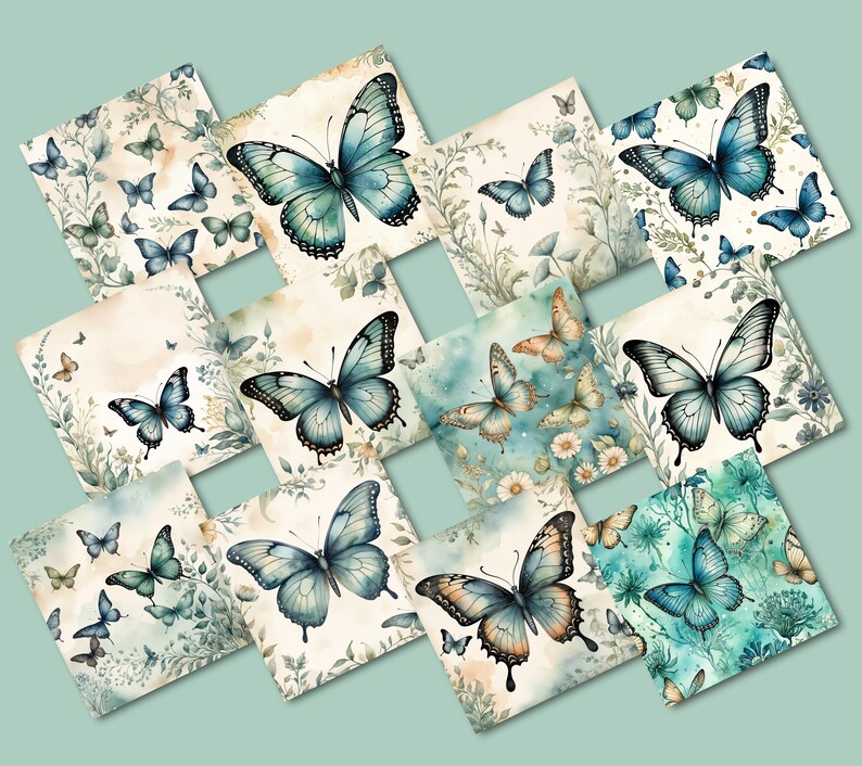 Vintage Butterfly Digital Paper, Vintage Butterflies Printable Pages ...