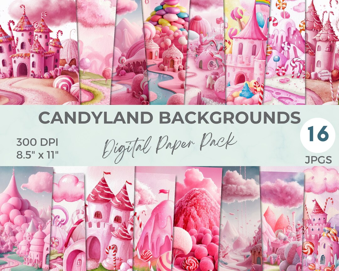 Candyland Digital Background, Printable Fantasy Candyland Digital Paper ...