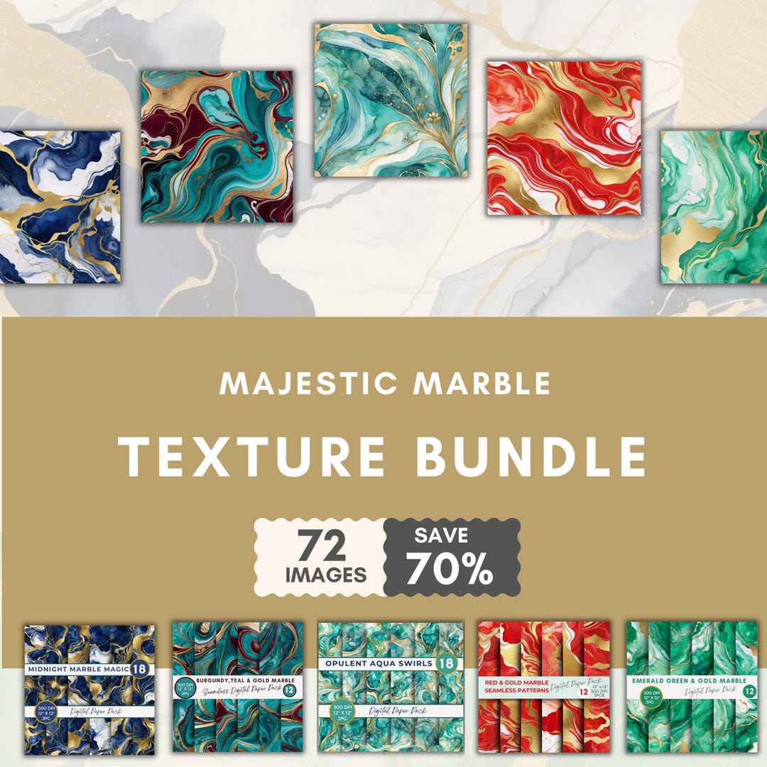 Majestic Marble Texture Digital Paper Pack, Luxury Paper Pack, 72 ...