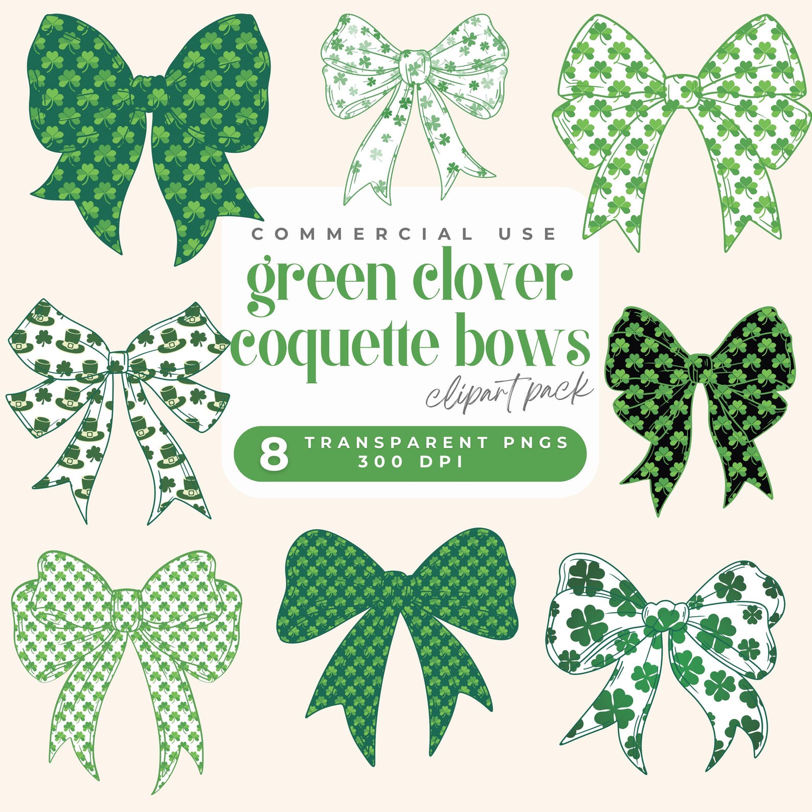 Green Clover Coquette Bows, St Patrick's Day Bows, St. Paddy’s Day Bow ...