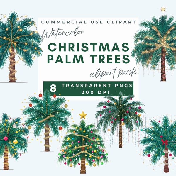 Palm Tree Christmas Clipart - Etsy