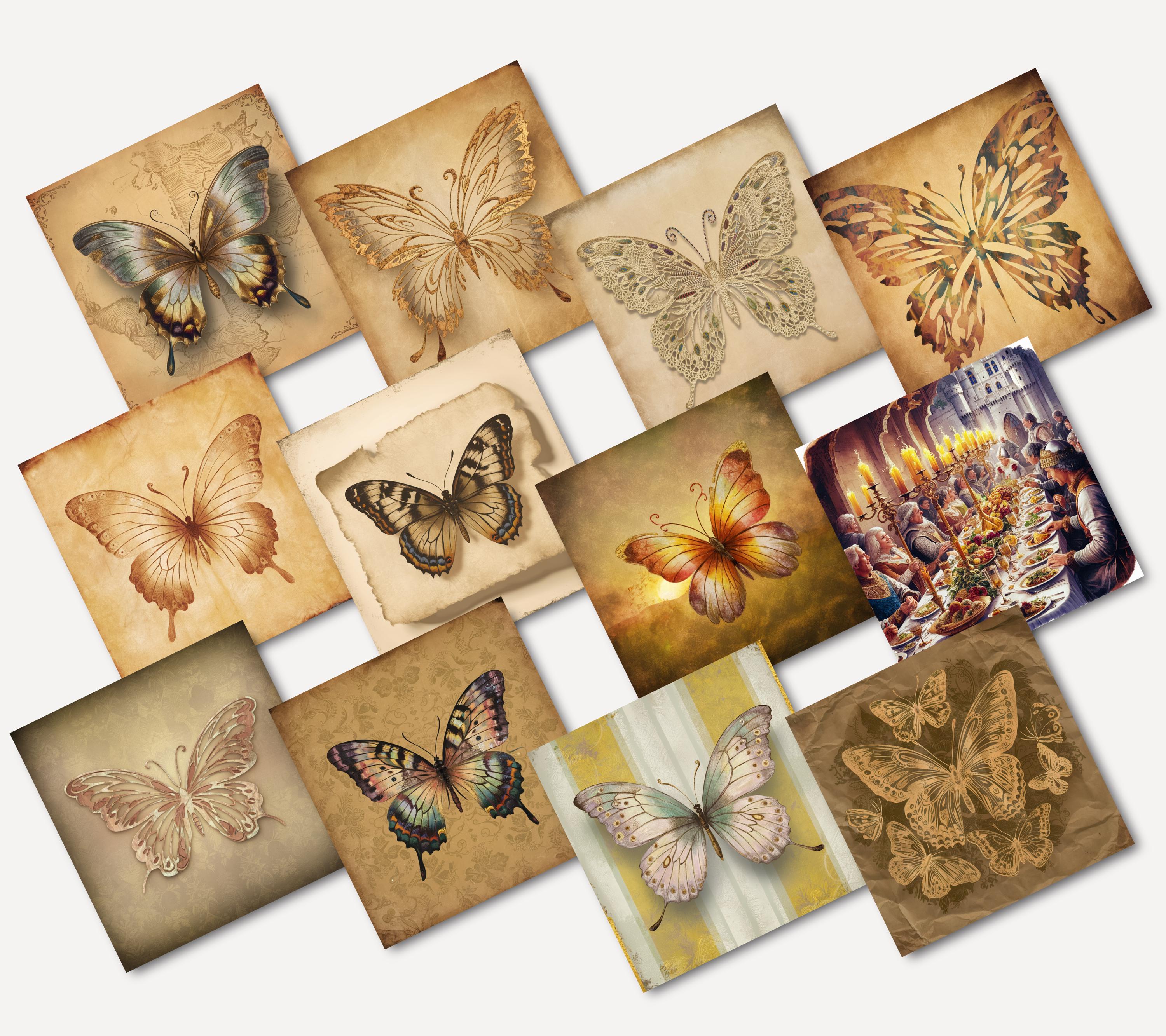 Vintage Butterfly Digital Paper, Butterfly Nostalgia, Vintage ...