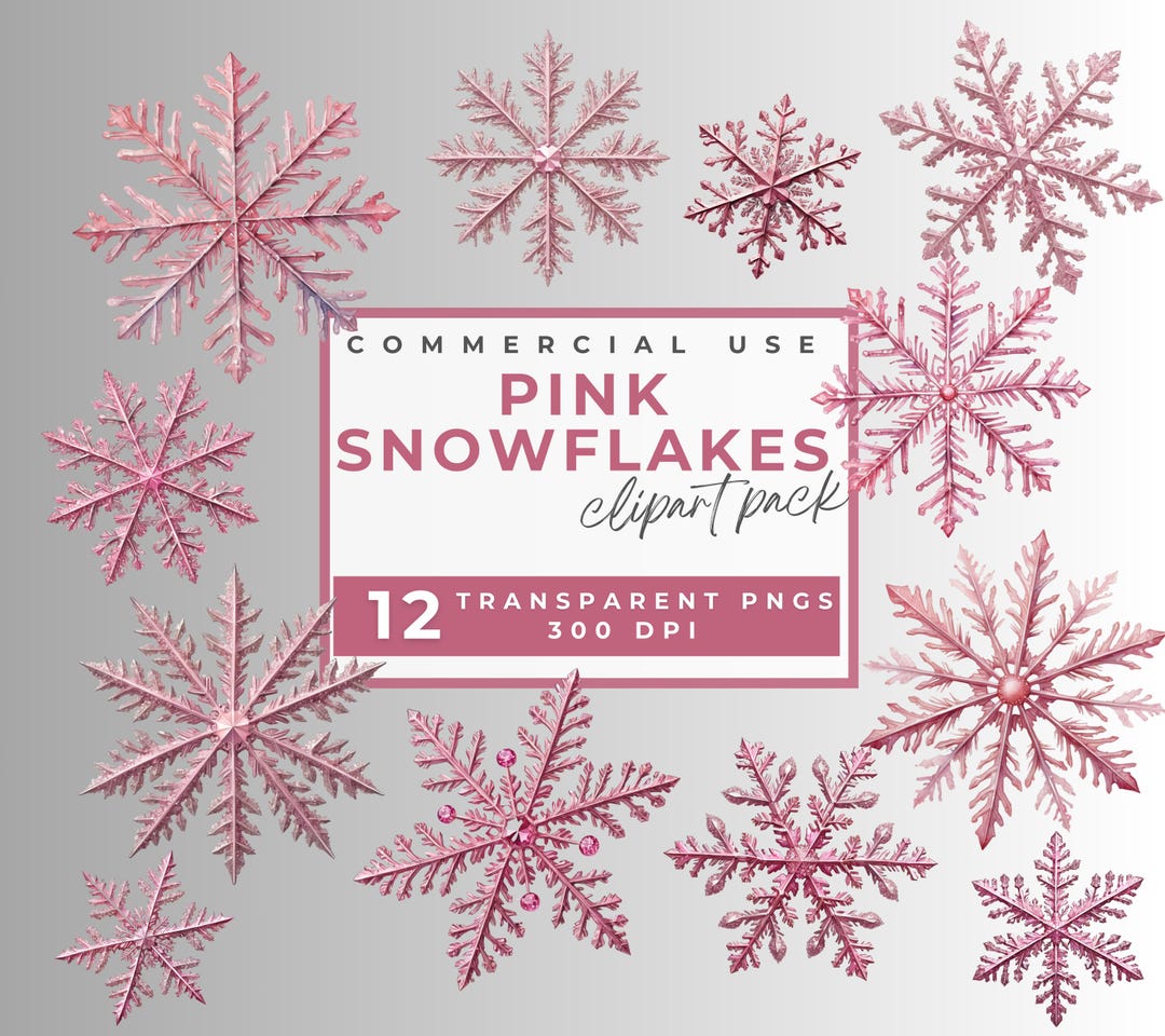 Watercolor Winter Snowflake Clipart, Pink Snowflake Clip Art PNG ...