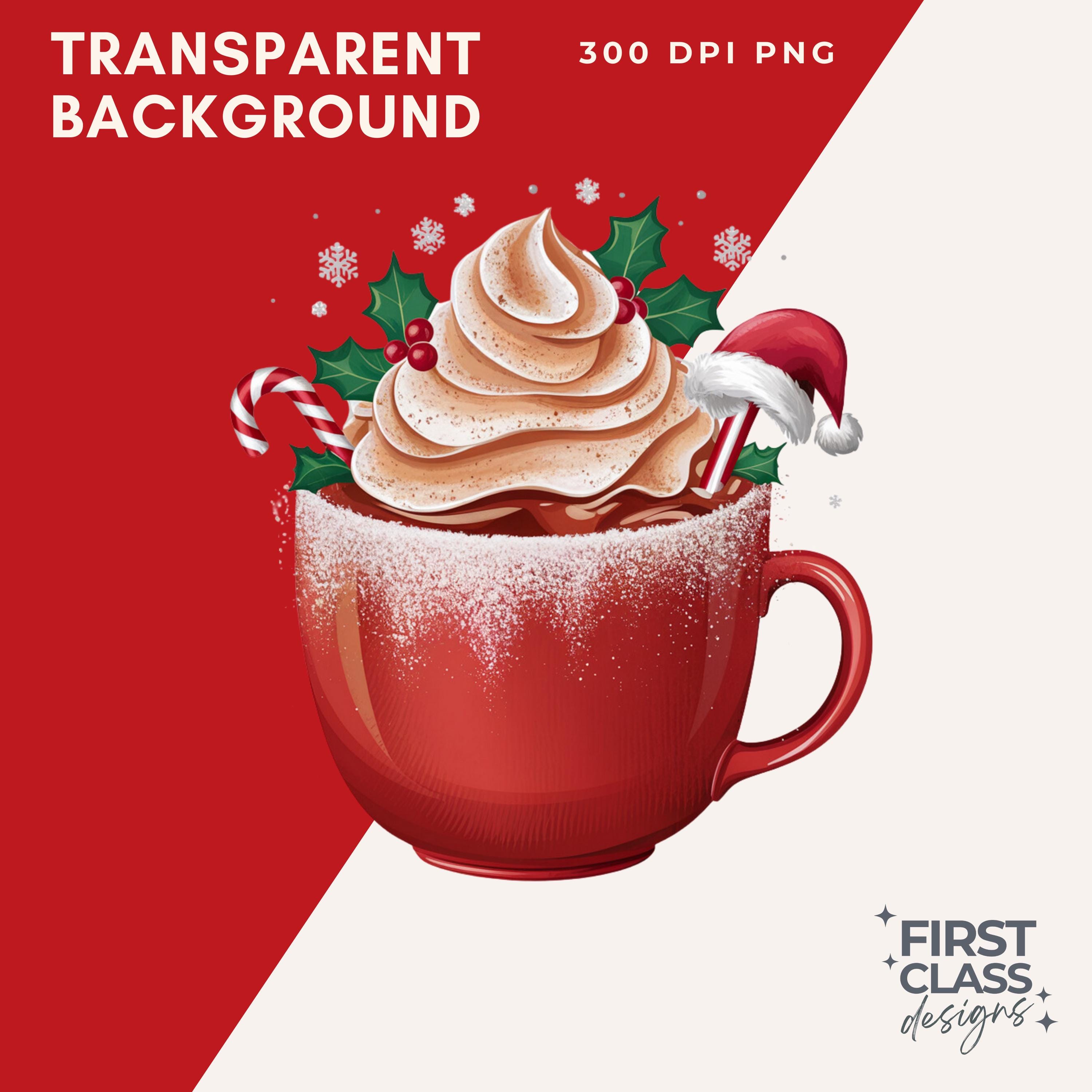 Holiday Hot Chocolate Clipart, Christmas Hot Chocolate Clipart, Winter ...