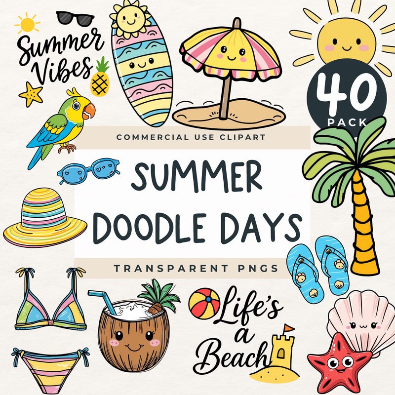 Summer Beach Clip Art - Etsy