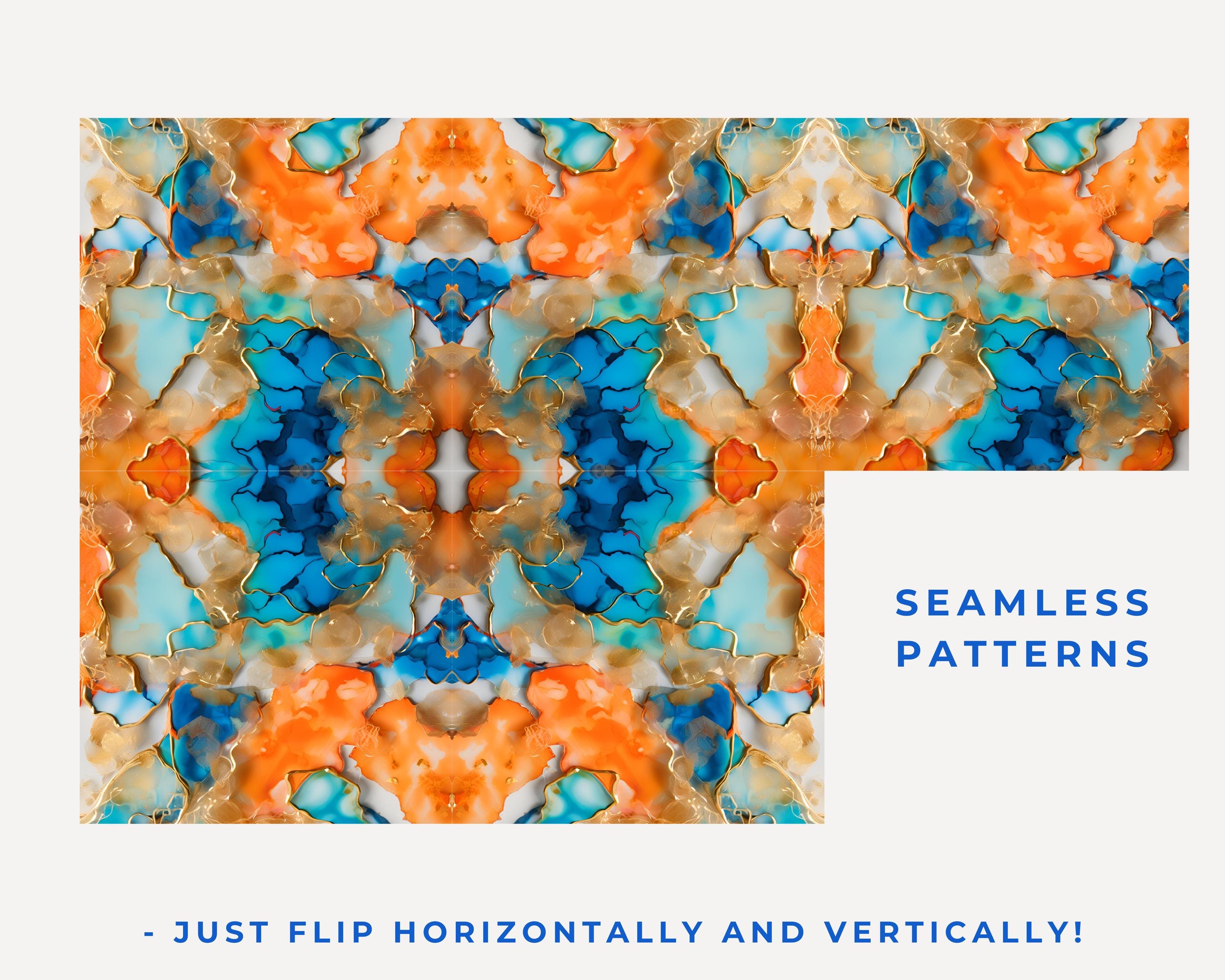 Alcohol Ink Digital Paper Blue and Orange Marble Background Scrapbook ...