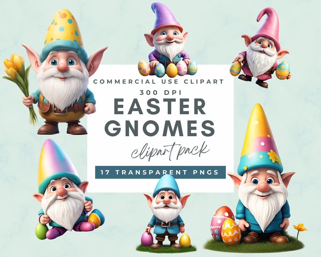 Easter Gnome Collection Clipart, 17 PNG Easter Clipart, Easter Gnome ...