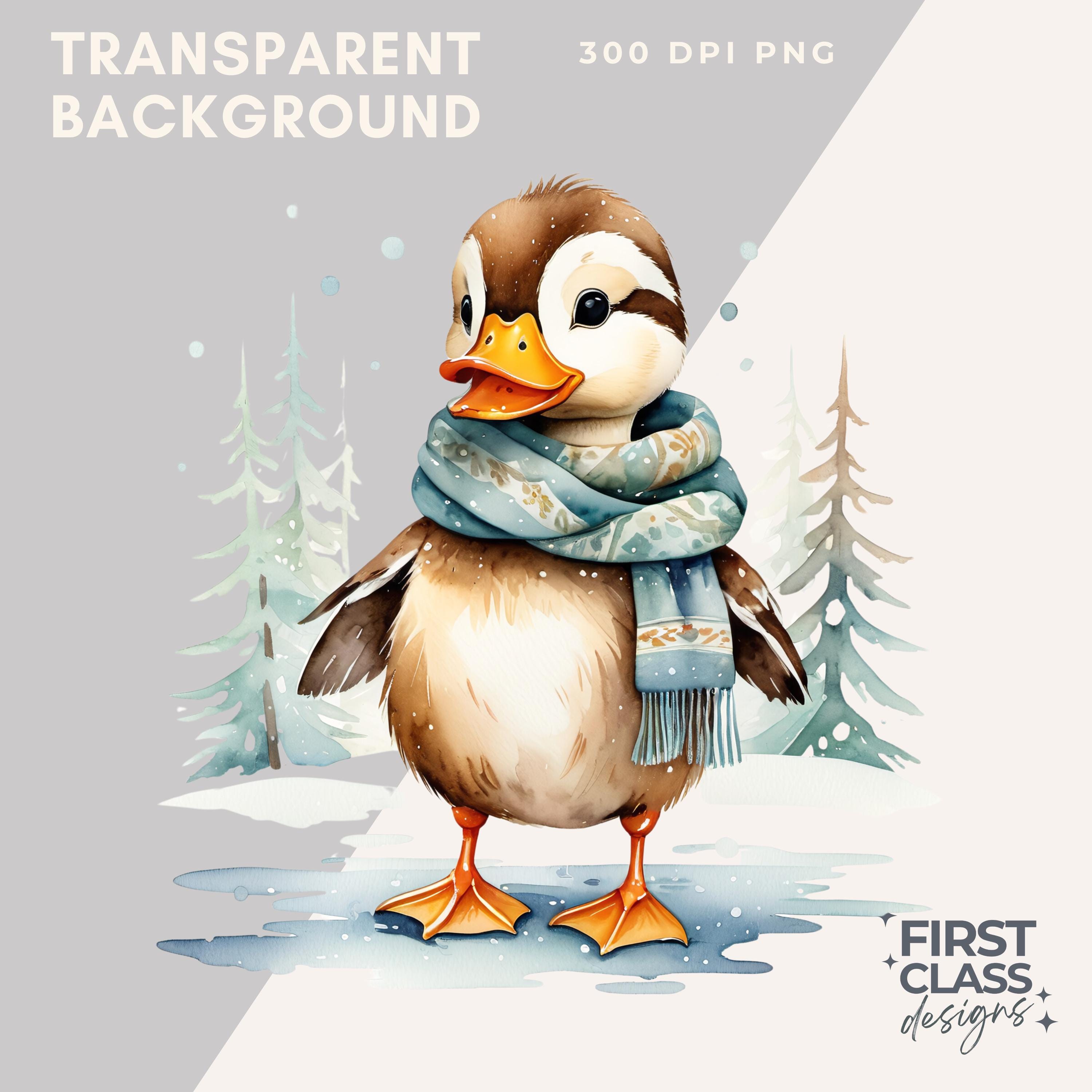 Cute Ducks Clipart, Watercolor Clipart Set, Cute Duck Clip Art, Animal ...