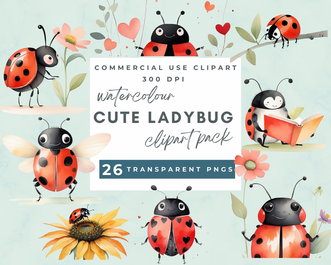 Colorful Ladybug Clipart, Cute Ladybug Clipart, Colourful Cute Ladybird ...