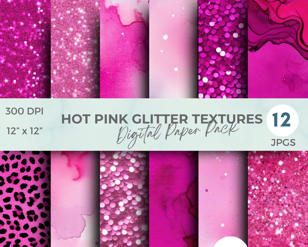 Hot Pink Glitter Digital Paper, Shimmer Sequin Digital Paper, Scrapbook ...