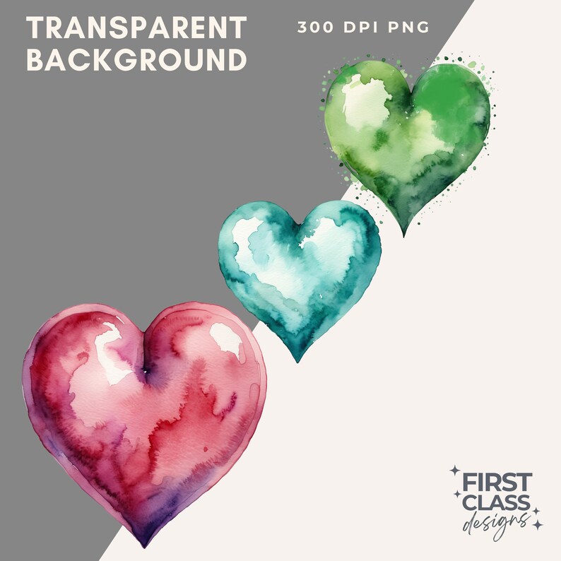 Watercolor Hearts Clipart, PNG Heart, Valentine's Day Clip Art ...