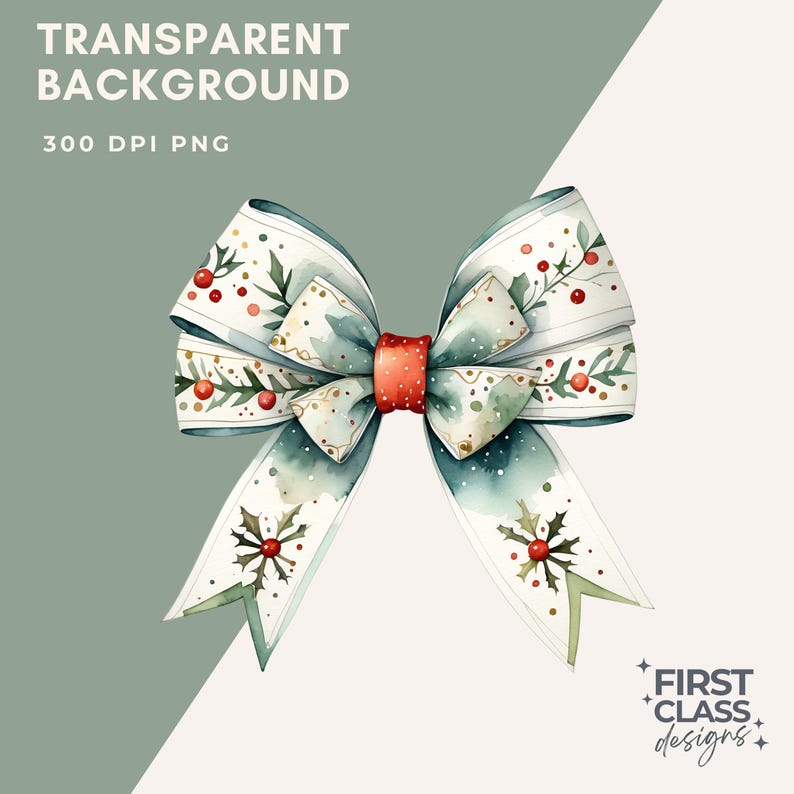 Whimsical Christmas Bows Clipart, Coquette Christmas Bows Clipart ...