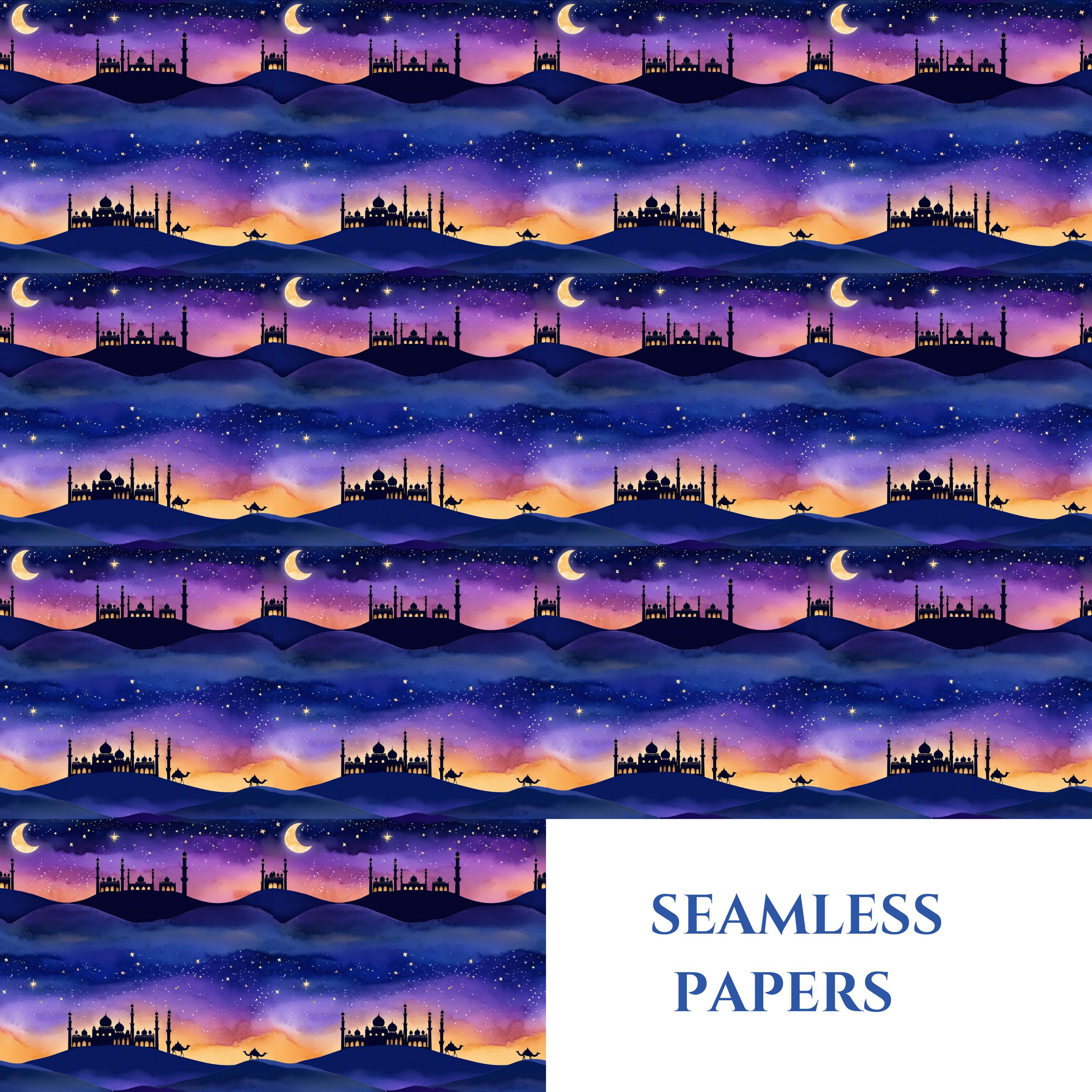 Arabian Nights Digital Paper, Desert Backgrounds, Magic Sands Midnight ...