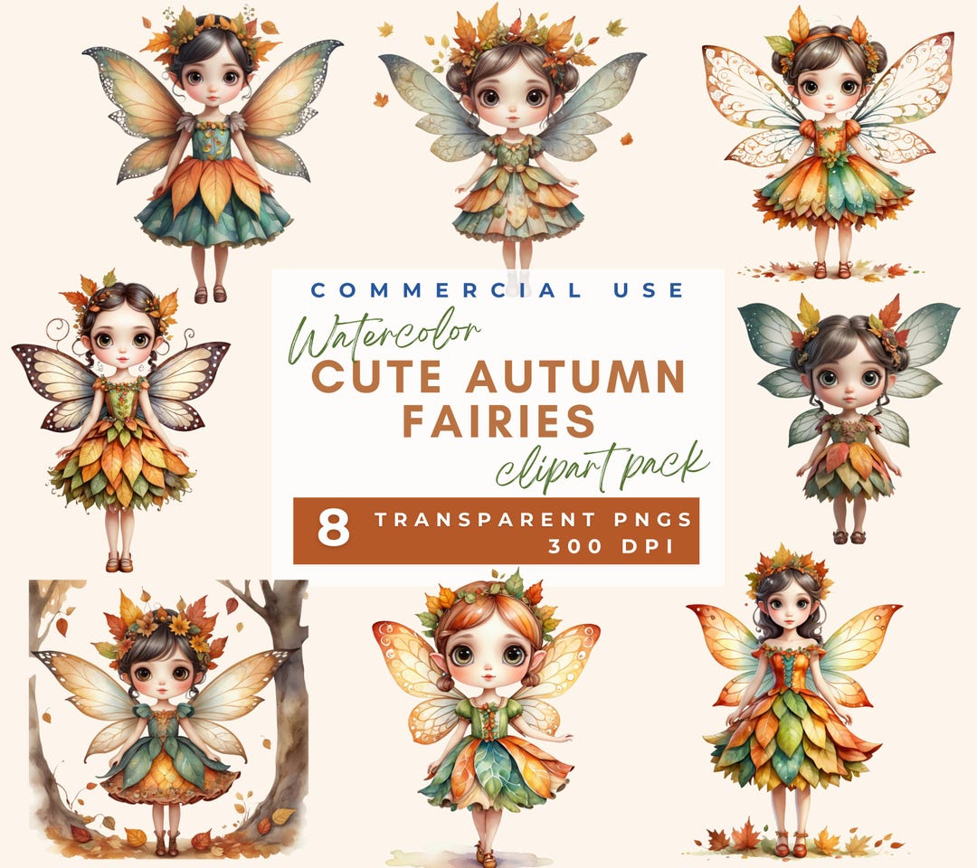 Cute Autumn Fairy Clipart, Fall Fairy Clipart, Watercolor Woodland ...